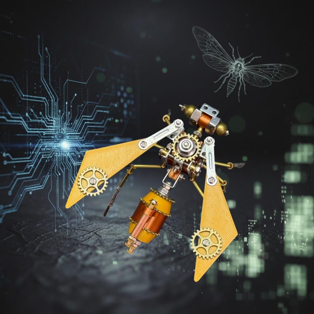 Steampunk Mechanical Wasp Model Kit, DIY Metal Insect Assembly Desk ...