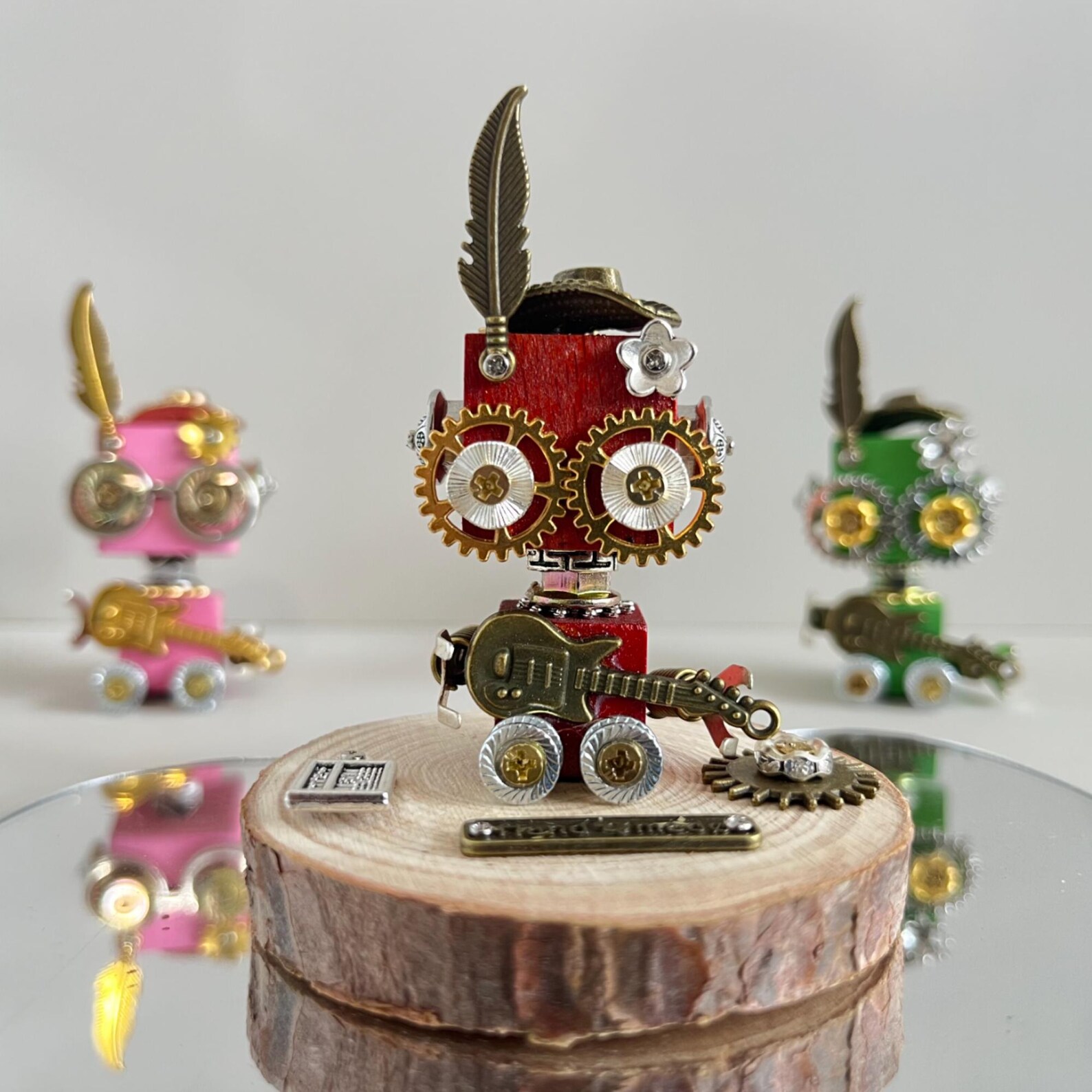 Personalized Punk Robot Keychain DIY Kit or Assembled Engraved Wooden ...