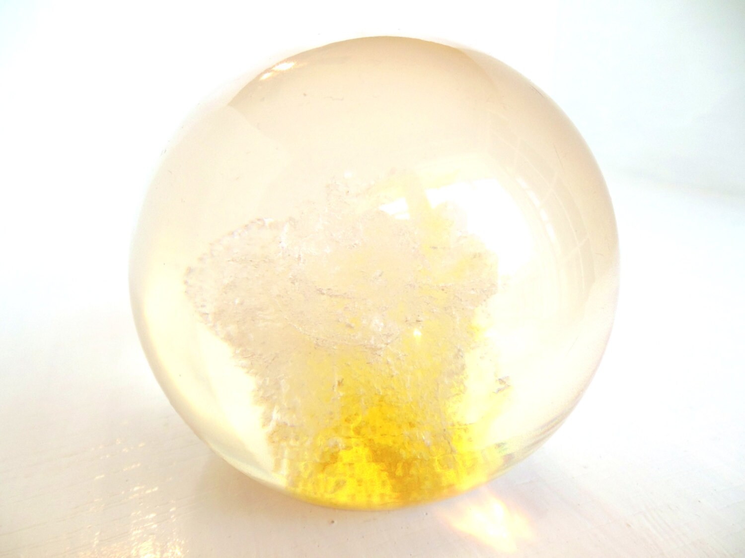 Vintage Lucite Sphere Paperweight Mod Clear Yellow 60's - Etsy