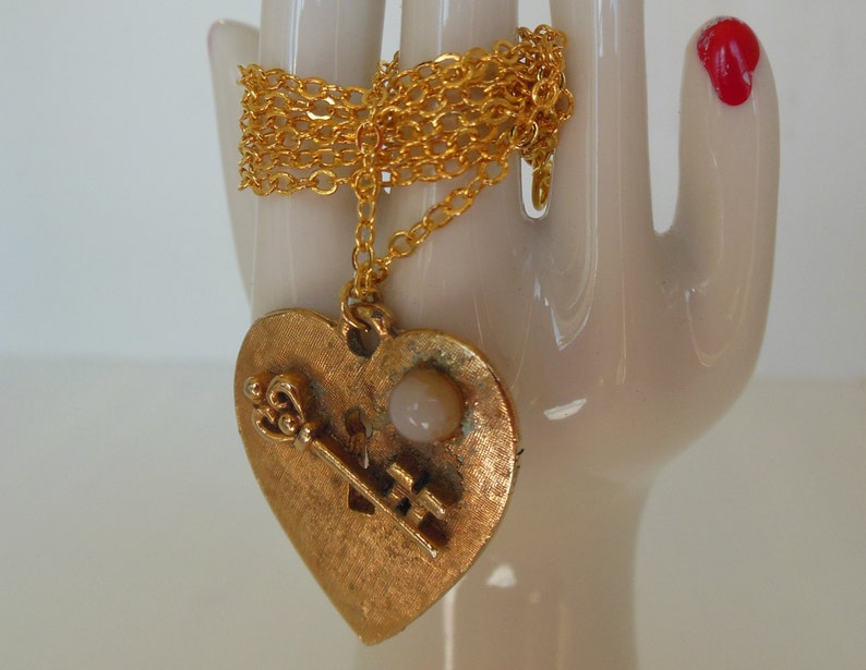 Vintage Heart Key Necklace Gold 50's 20 item 194 - Etsy