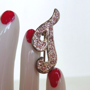 Vintage T Initial Rhinestone Silver Brooch Monogram Smalls 50s (item ...
