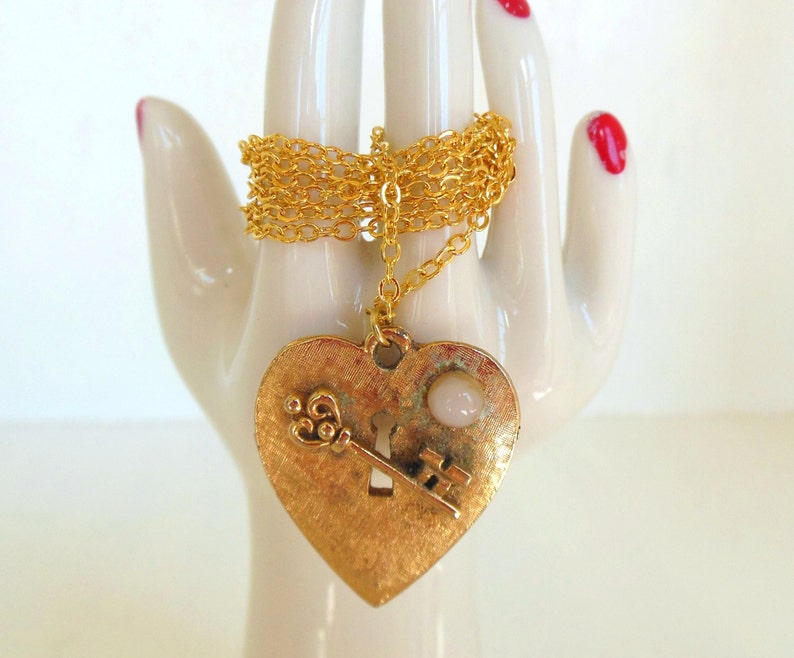 Vintage Heart Key Necklace Gold 50's 20 item 194 - Etsy