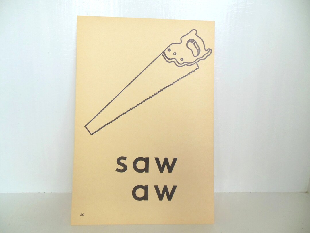 Vintage Picture Flash Card Saw Large 8 by 5 1/2 Paper Ephemera 1950's ...