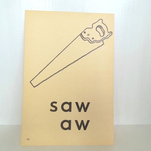 Vintage Picture Flash Card Saw Large 8 by 5 1/2 Paper Ephemera 1950's ...