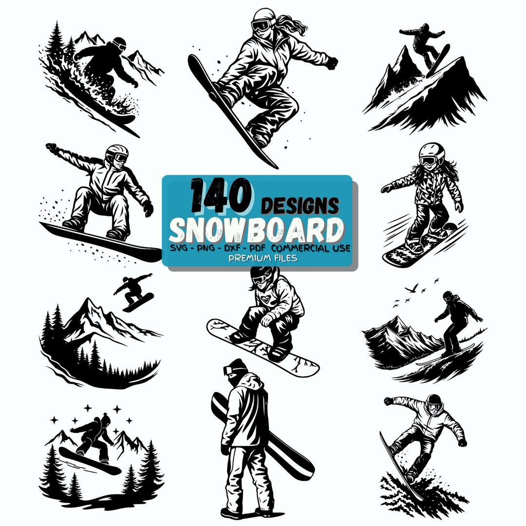 Snowboard SVG Bundle | Snowboarding Clipart PNG Dxf PDF | Winter ...
