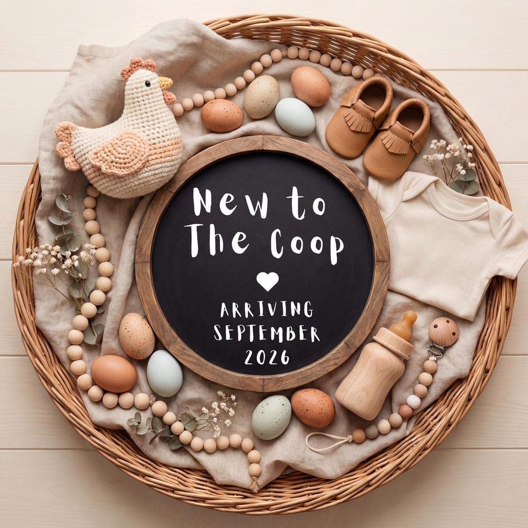 Editable Chicken Pregnancy Announcement Farm Baby Reveal Social Media ...