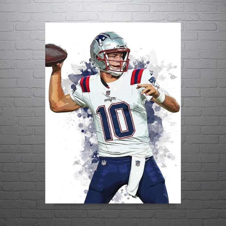 Drake Maye New England Patriots Football Sports Print PNG - Etsy