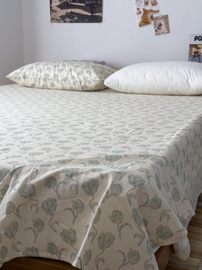 100% Cotton Double Gauze Flat/top Sheet Vintage Ditsy Floral A-class ...
