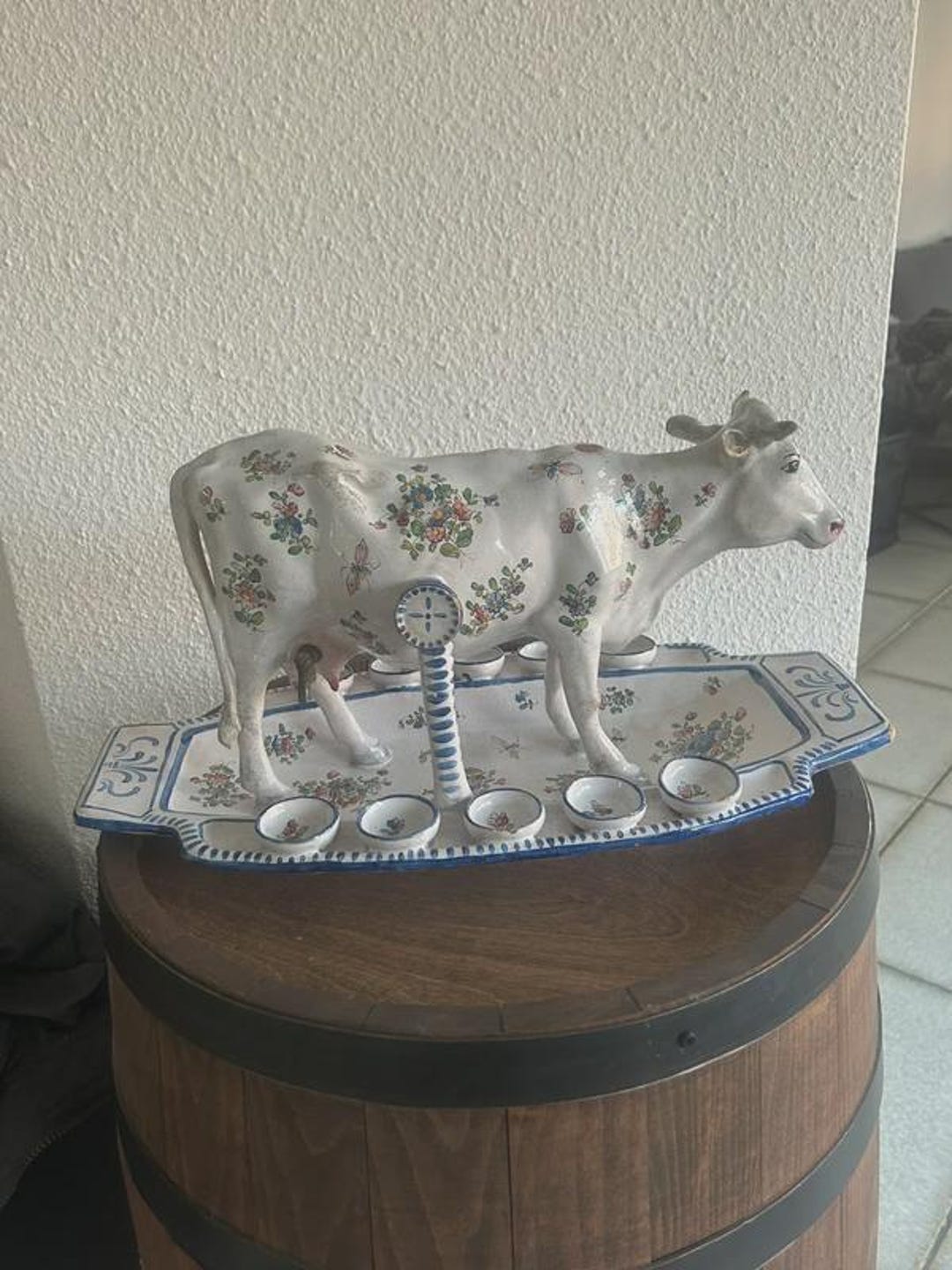Rare Antique French Cow Liquor Set – Signed Alfred Renoleau Faience Art ...