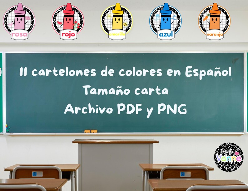 Crayola Colored Posters Spanish English | 11 Colors | Digital ...