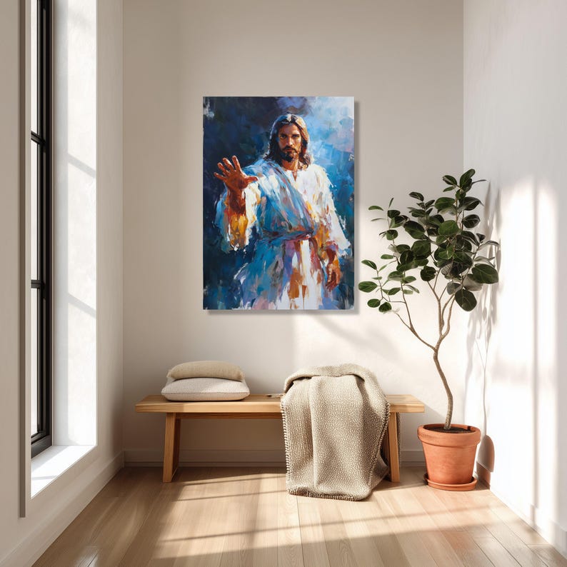 Spiritual Figure With Outstretched Hand Canvas, Religious Wall Art ...