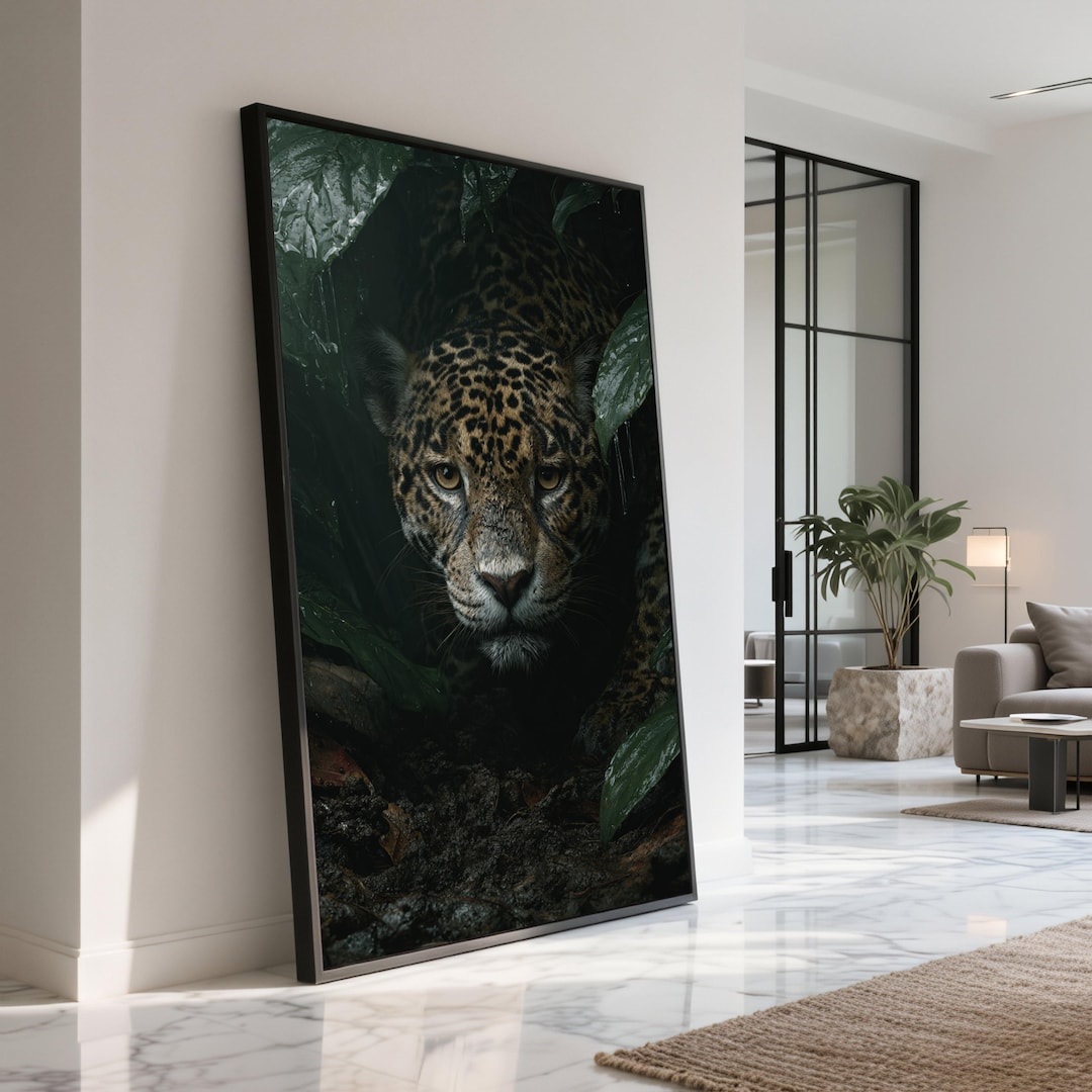 Majestic Jaguar in Rainforest, Wildlife Canvas Wall Art, Jungle Animal ...