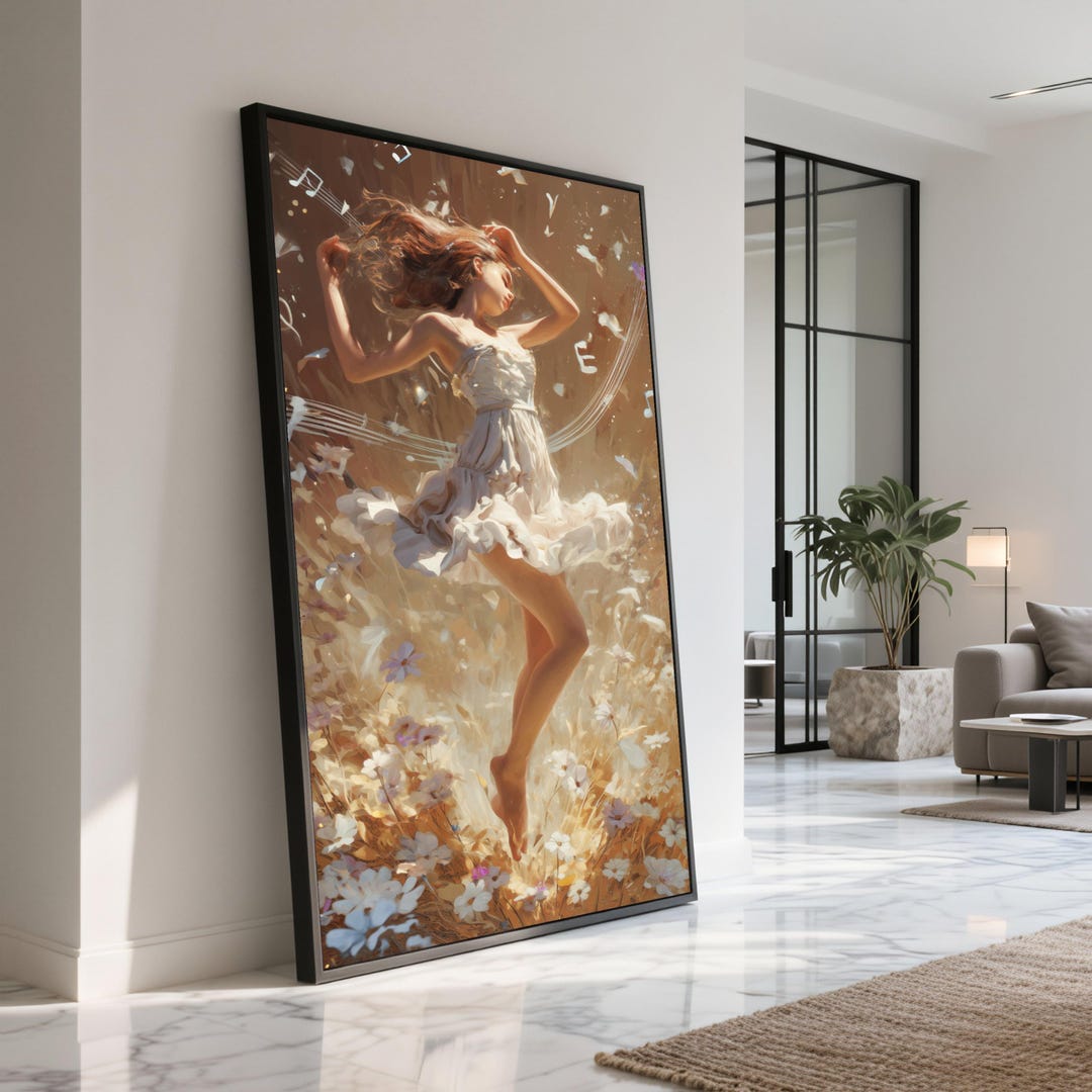 Ethereal Ballet Dancer Canvas, Musical Notes, Flower Field Art - Etsy