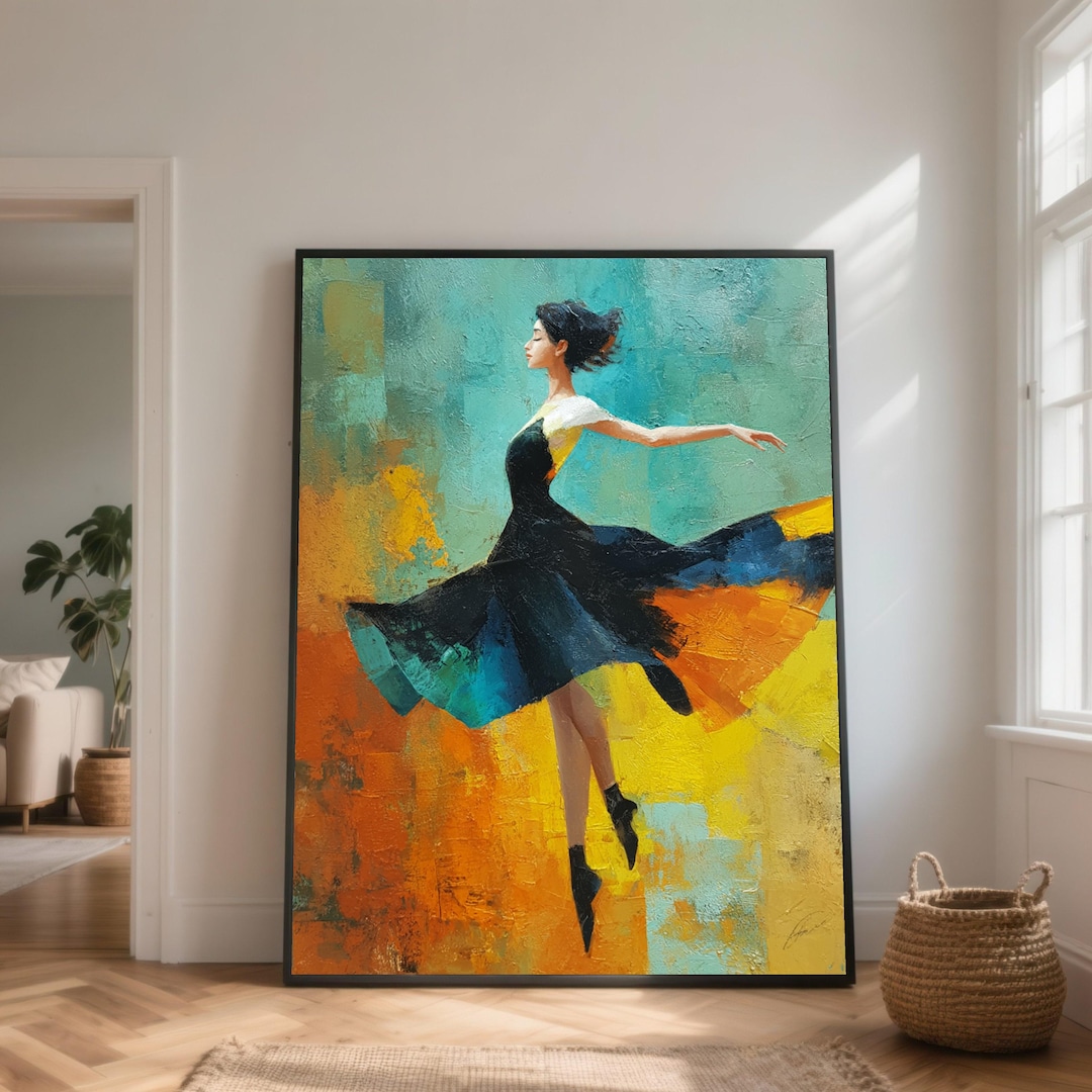 Graceful Ballet Dancer Canvas Wall Art, Abstract Modern Art Painting ...