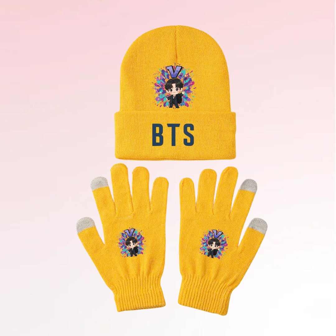 Bts-inspired Winter Knit Beanie & Gloves Set – K-pop Fan Cold Weather ...