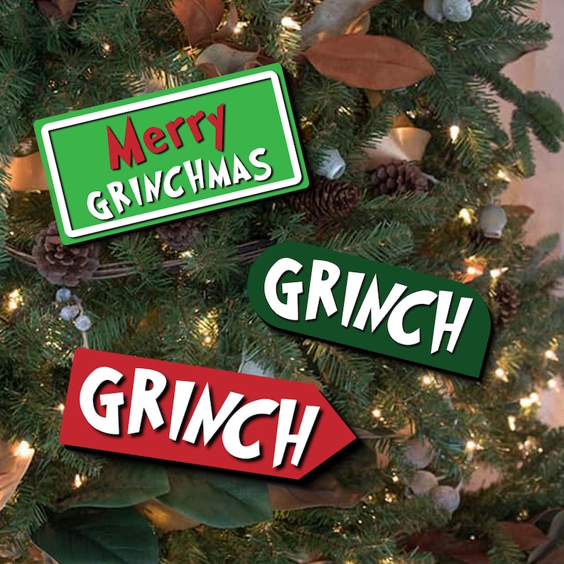 Grinch Signs Christmas Decor, Grinchmas Decor Christmas, Festive Decor ...