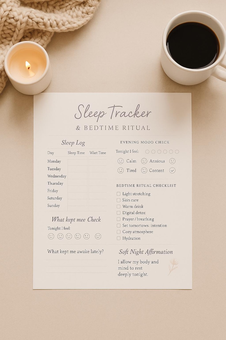 Sleep Tracker Printable | Daily Sleep Log | Minimalist Self-care ...