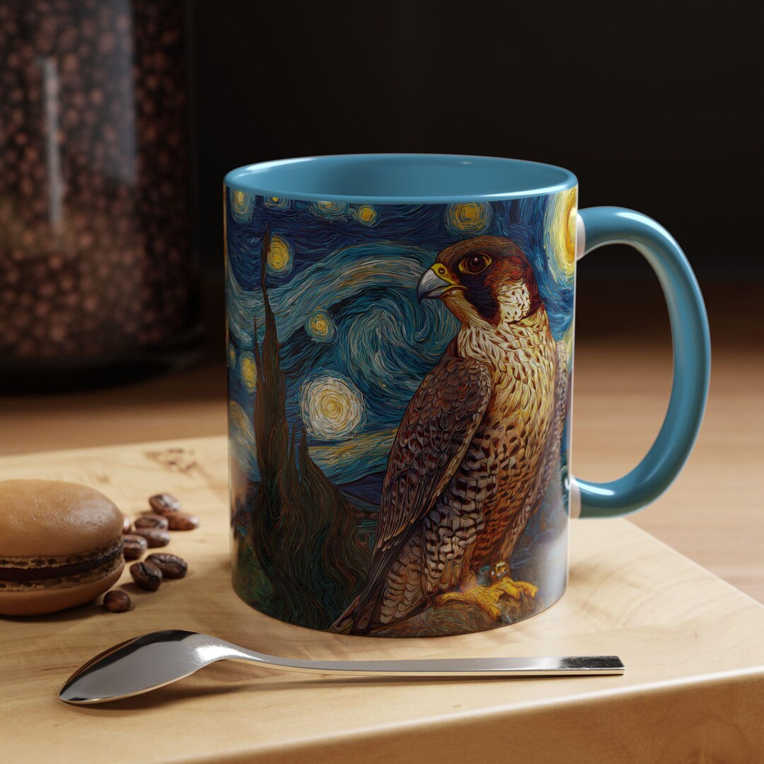 Starry Night Falcon Mug | Vintage Bird Art Coffee Mug | Artistic ...