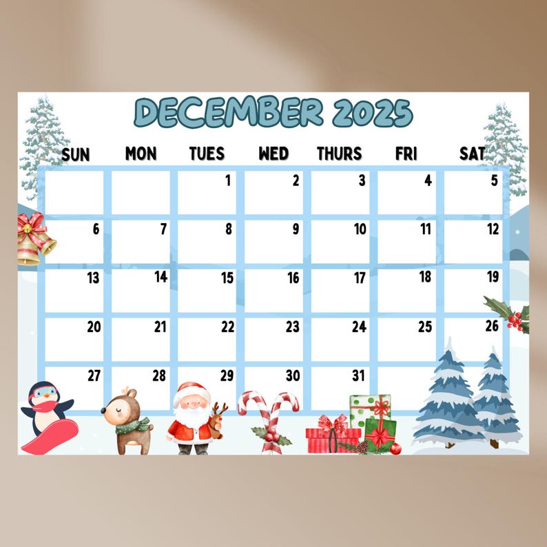 Editable December 2025 Calender ( Digital Downloadable Product ) - Etsy