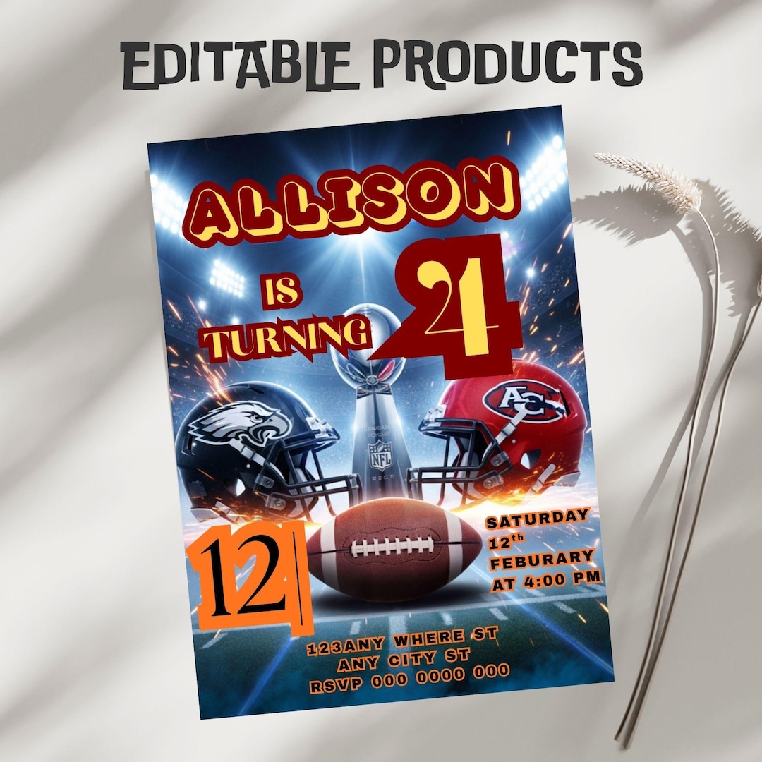 Editable Football Birthday Card Template (5x7) (digital Download) - Etsy