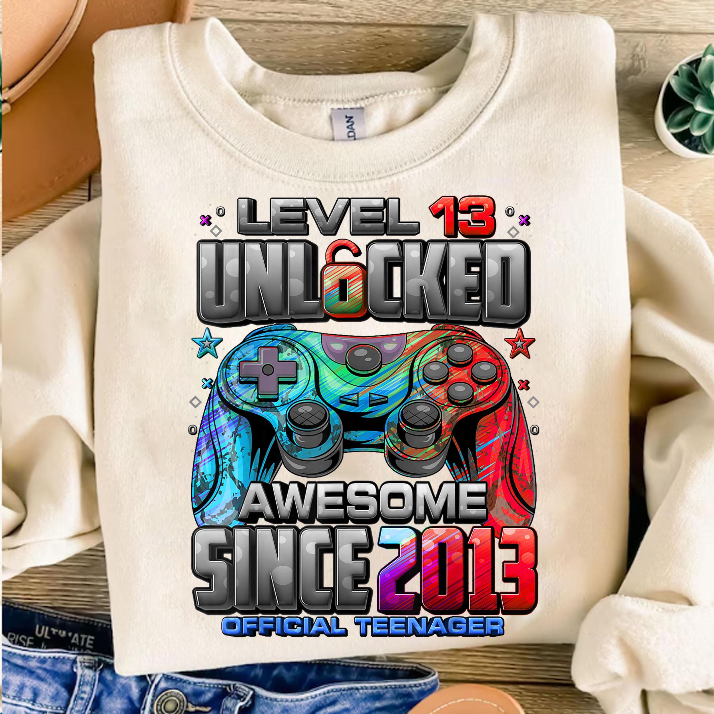 Level 13 Unlocked Png, Official Teenager 13th Birthday Gamer Png ...