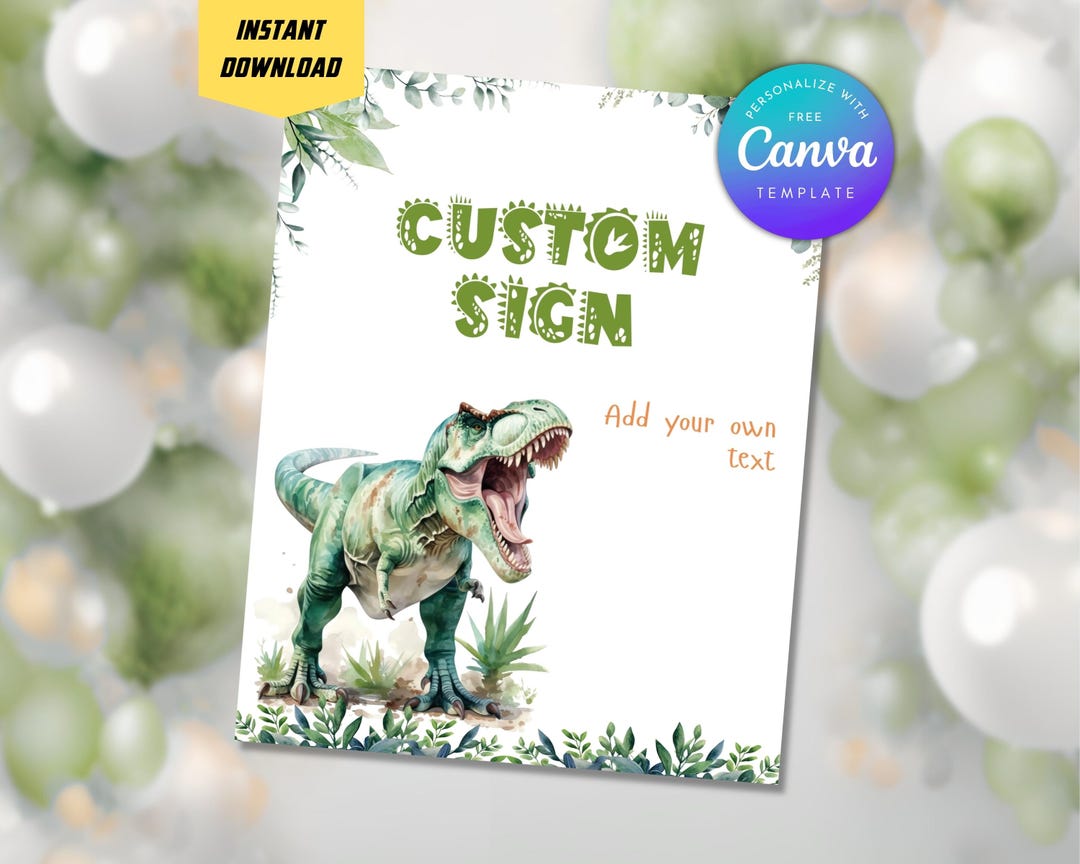 Editable Dinosaur Birthday Signs – 8x10 Printable Dino Party Sign ...
