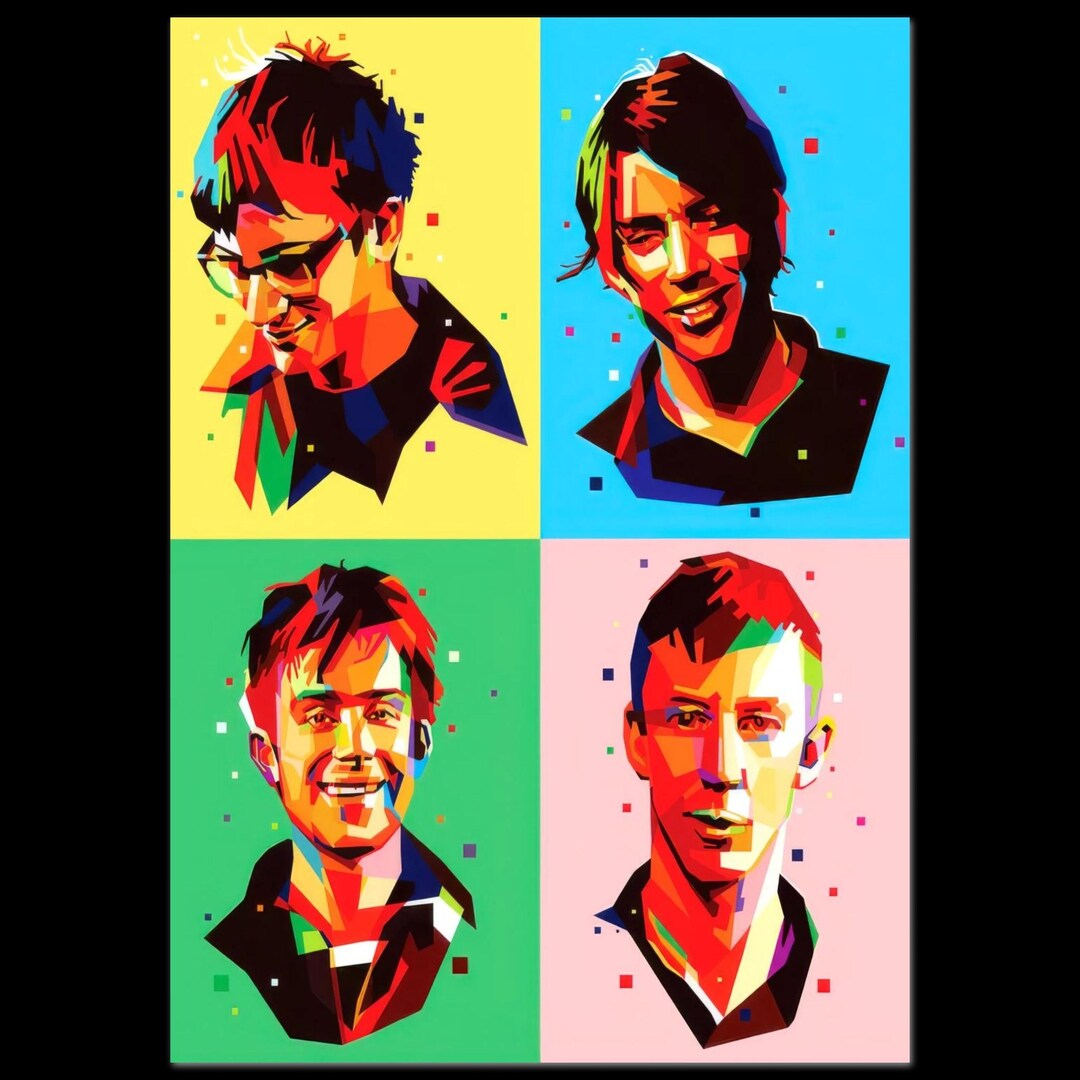 Blur Pop Art Print – 90s Britpop, Geometric Portraits - Etsy