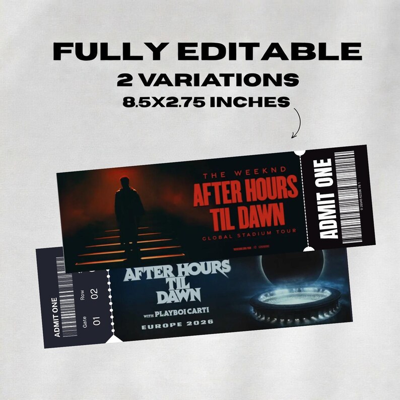 The Weeknd After Hours Til Dawn Tour Digital Personalised Ticket ...
