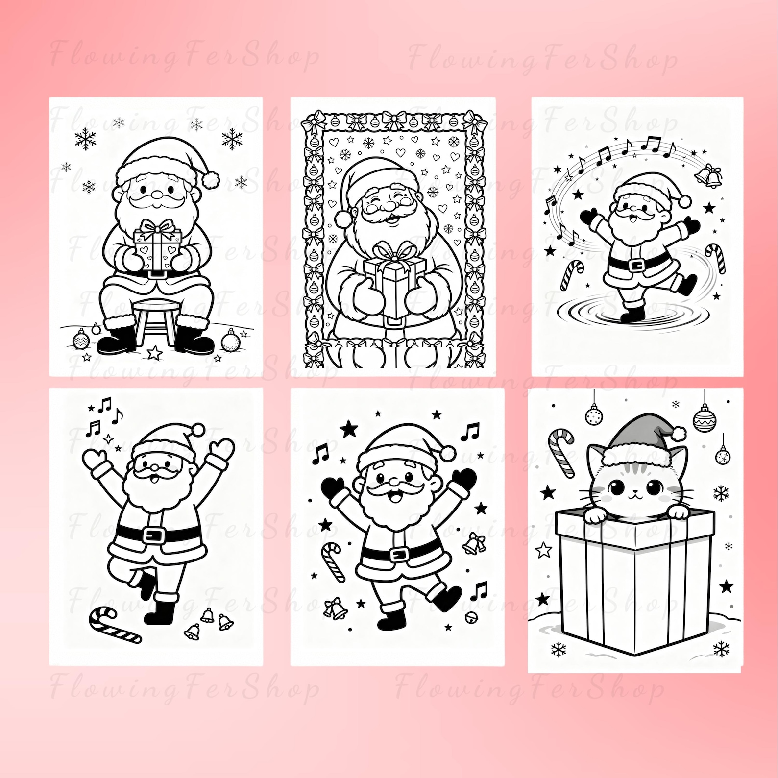 Kawaii Christmas Coloring Pages for Kids | Cute Holiday Printable Set ...