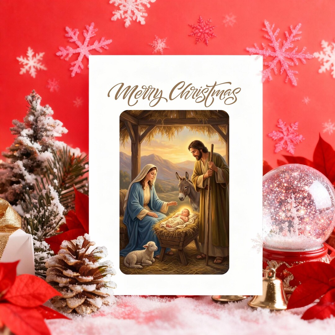 Jesus Christmas Card | Holiday Greeting Card | Festive Design | A2 Size ...
