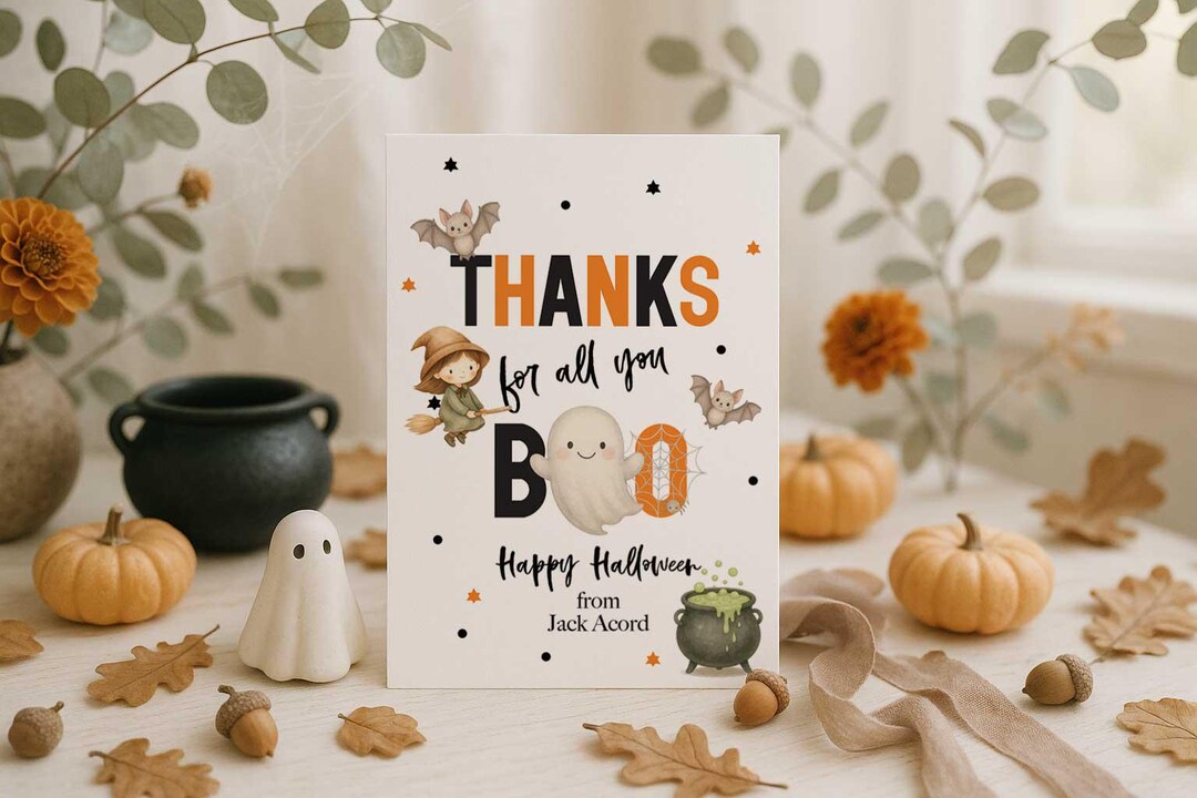 Printable Halloween Thank You Card: "thanks for All You Boo" A4 ...