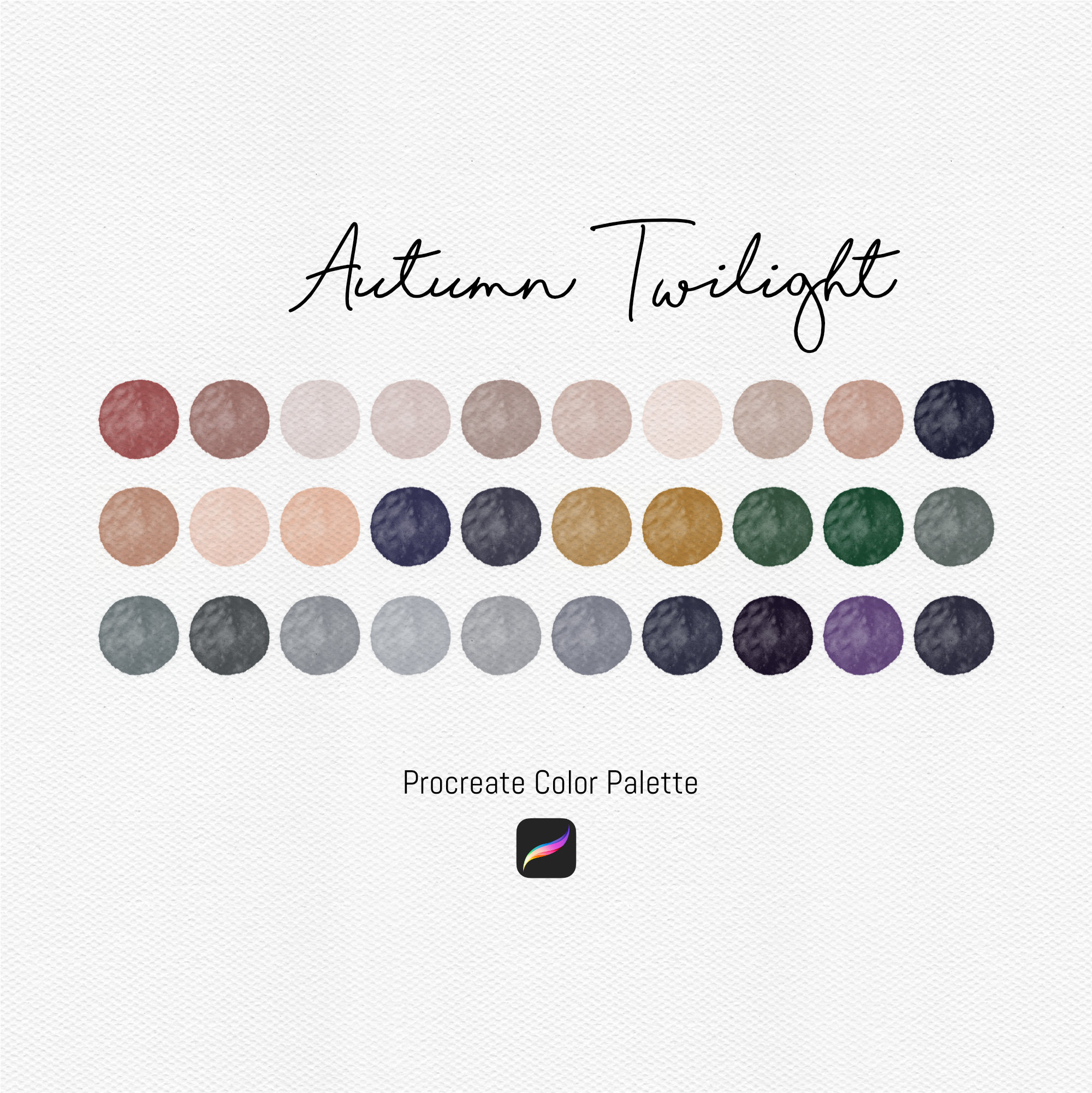 Autumn Twilight Procreate Color Swatches, Procreate Color Palette ...