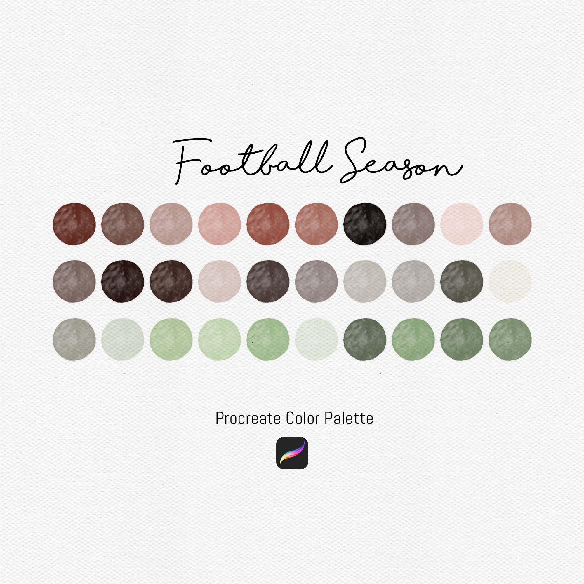 Football Season Procreate Color Palette Procreate Swatches - Etsy