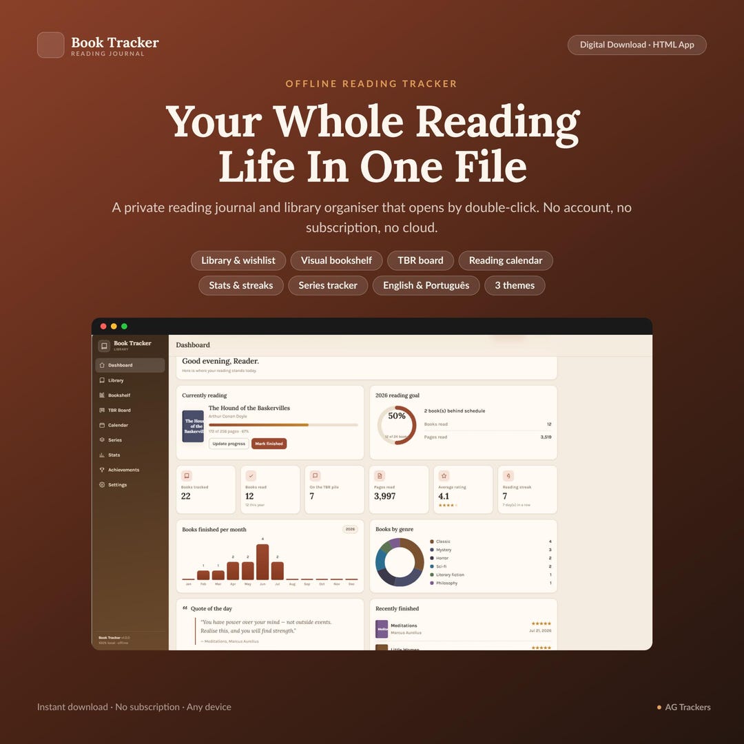Book Tracker Spreadsheet | Digital Reading Journal, Library, TBR (HTML ...