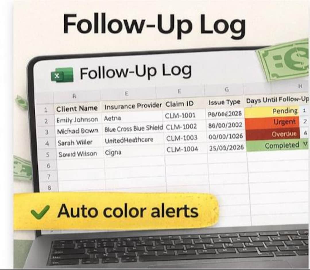 Follow-up Log for Insurance Claims – Excel & Google Sheets | Payment ...