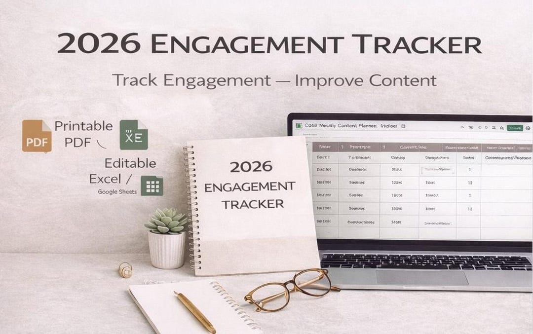 2026 Engagement Tracker | Social Media Content Planner (excel ...