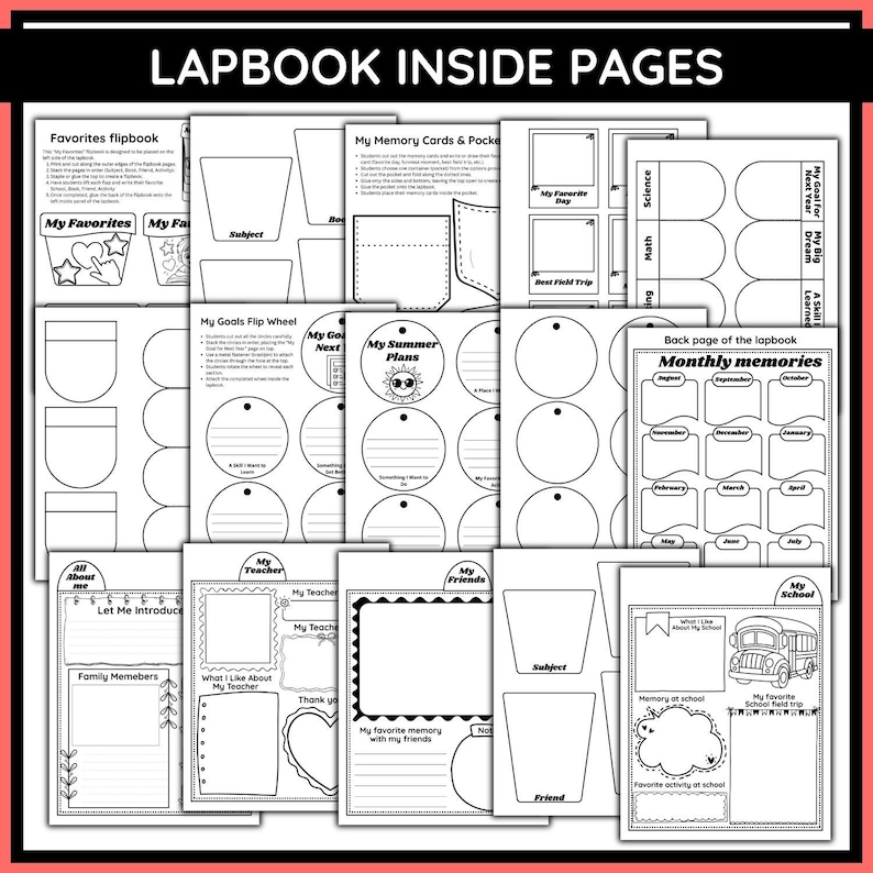 End of Year Memory Book Lapbook |last Week of School Activities 2nd 3rd ...