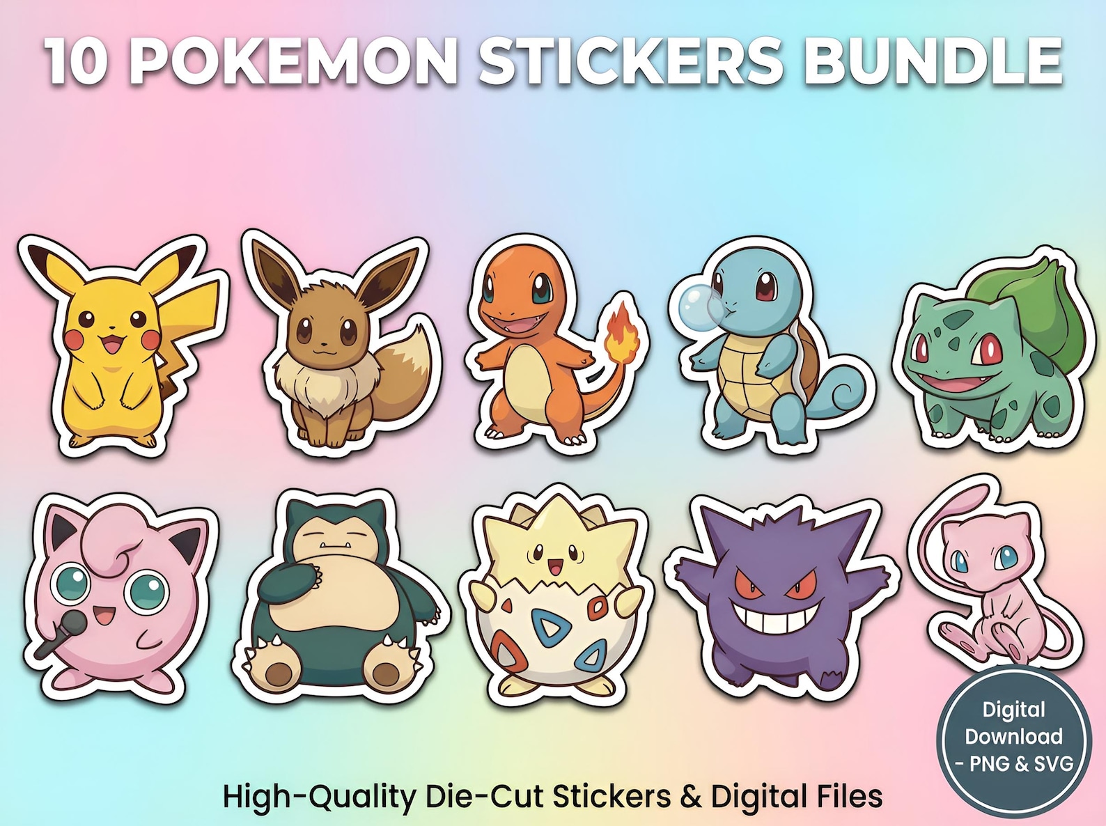 Pokémon PNG Bundle, 10 Popular Pokémon, Chibi Cute Kawaii Clipart ...
