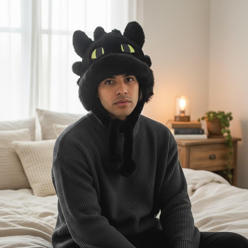 Toothless Dragon Flannel Hat • Cosplay Anime Plush Furry Cap - Etsy