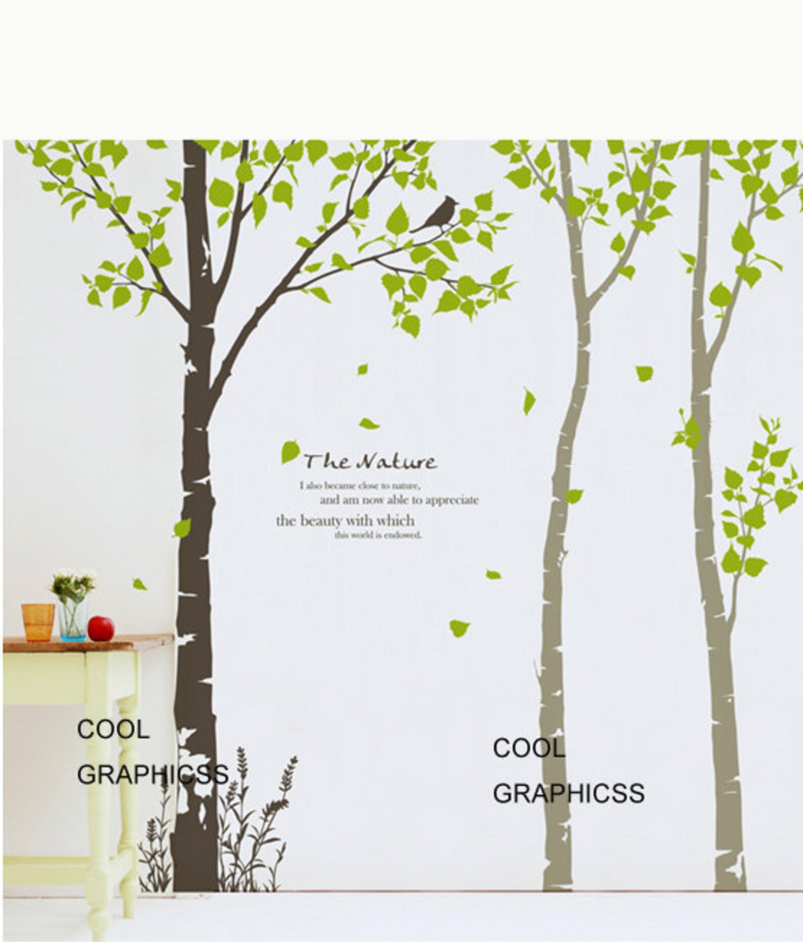 3 Birch Trees 102 Inches Vinyl Wall Decal Sticker Art - Etsy