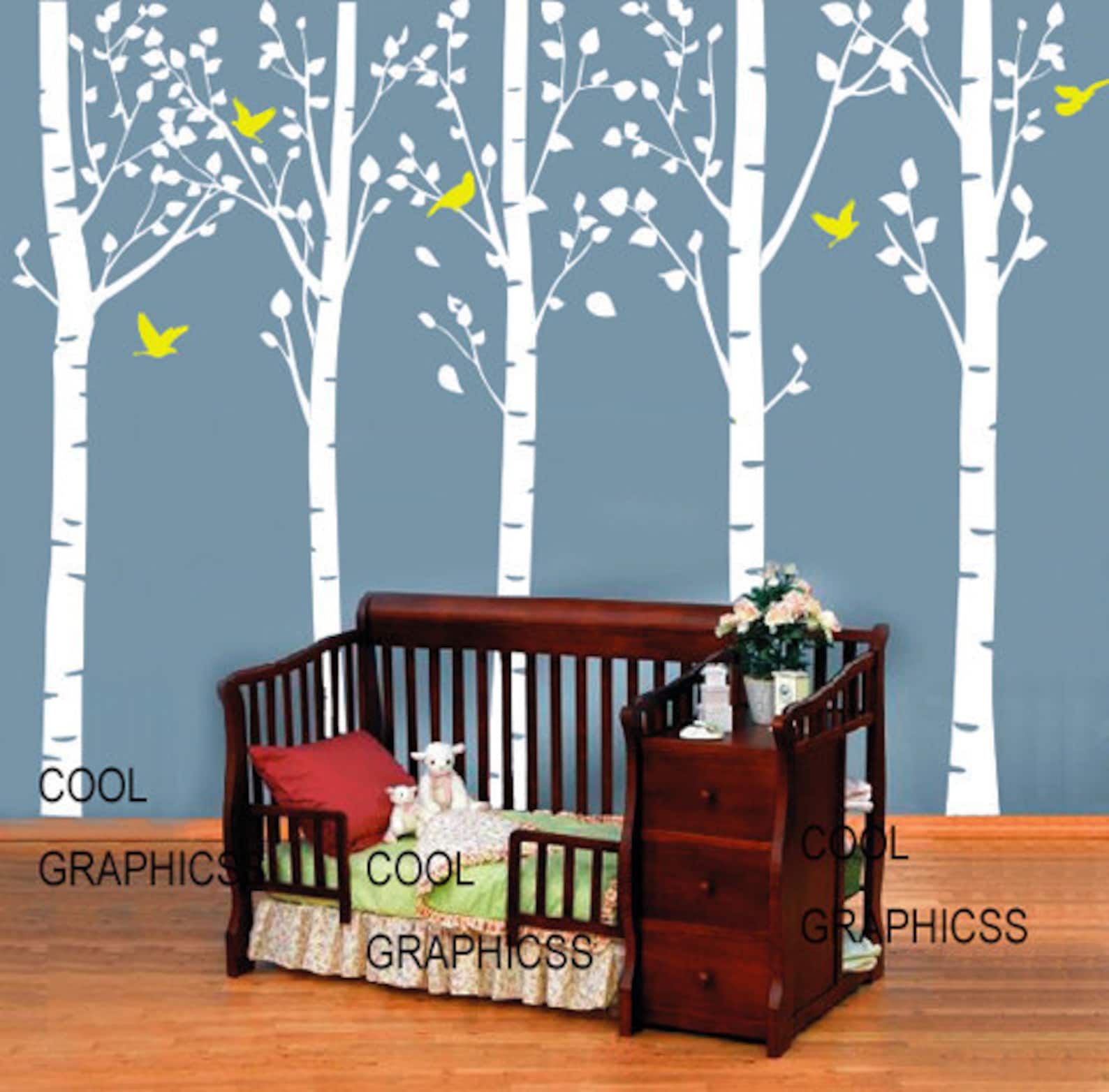 5 Large Birch Tree Forest Vinyl Wall Decals Trees Wall - Etsy