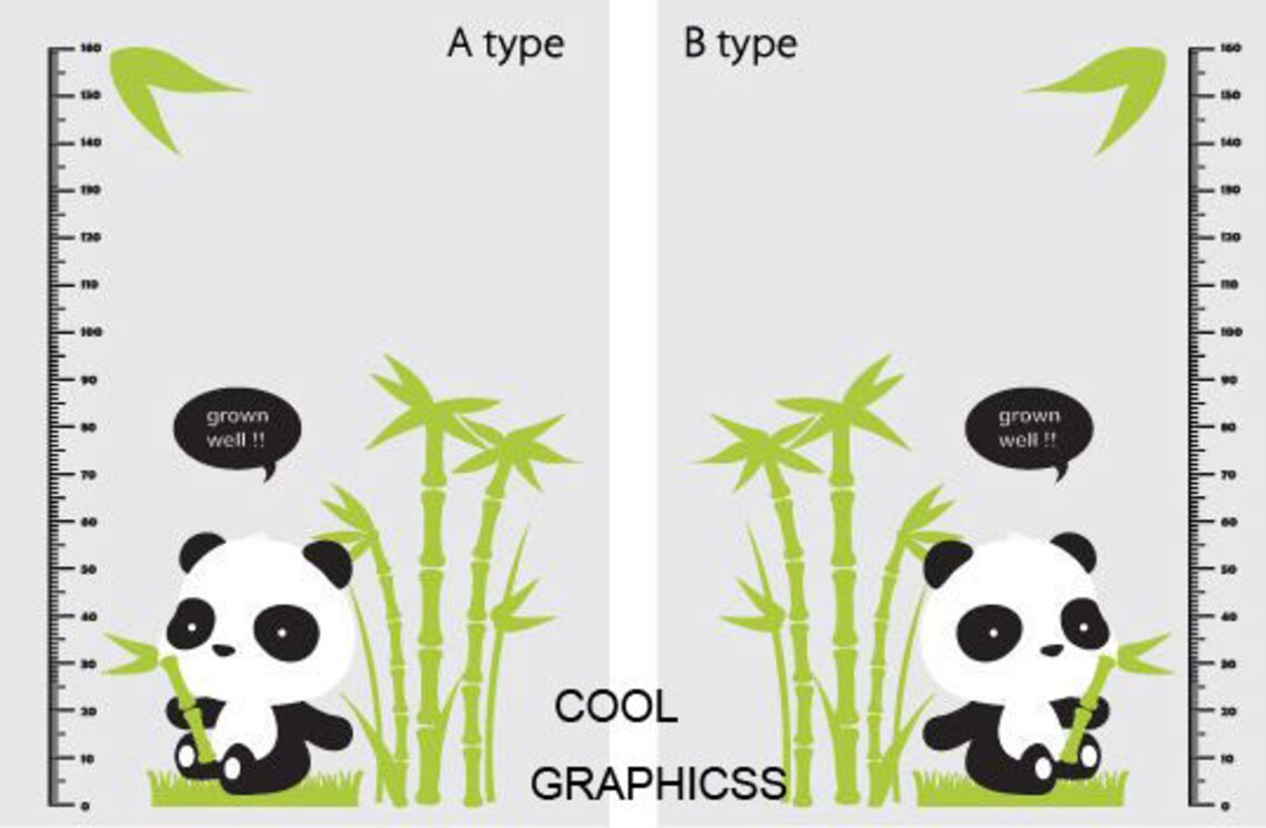 Baby Panda in the Bamboo Grove and Kids Growth Chart vinyl - Etsy