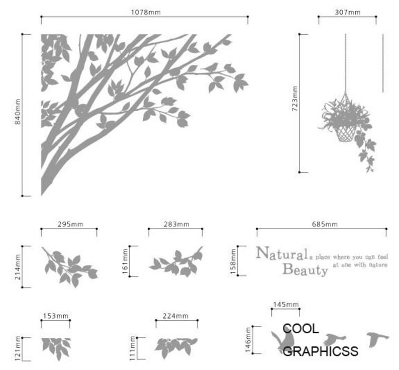Branch Corner and Birds wall Decals Branch Wall Decal Trees - Etsy