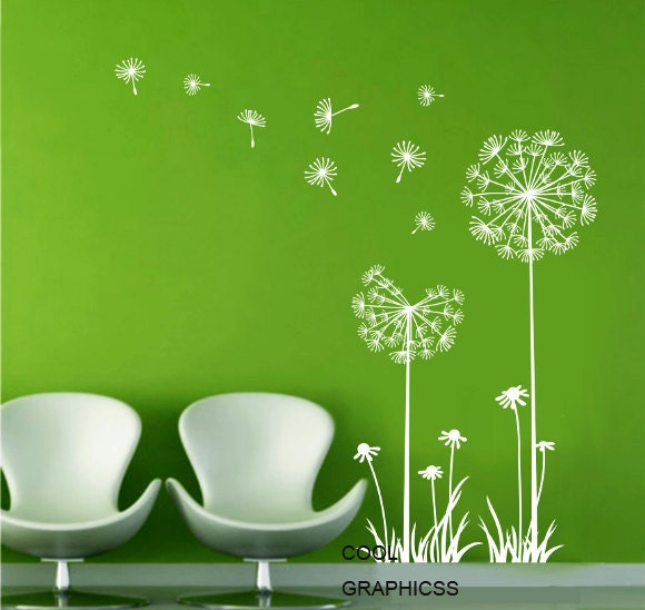 Dandelions in the Wind White Vinyl Wall Decal Sticker Art - Etsy