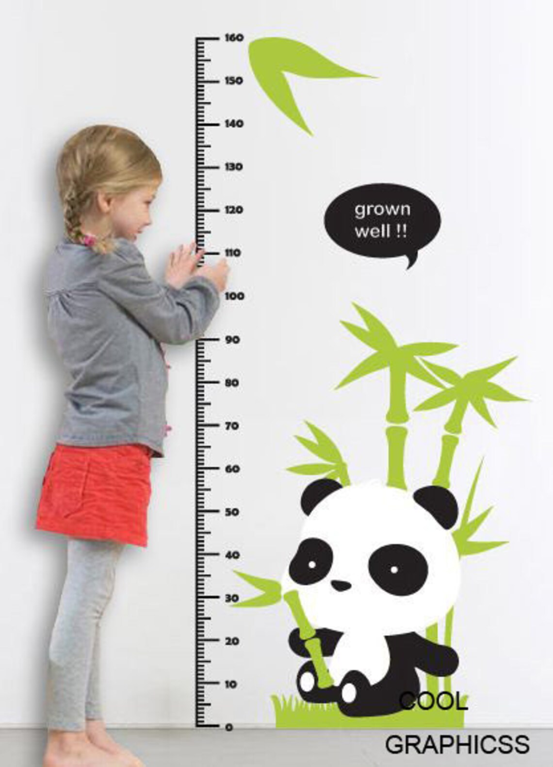 Baby Panda in the Bamboo Grove and Kids Growth Chart vinyl - Etsy