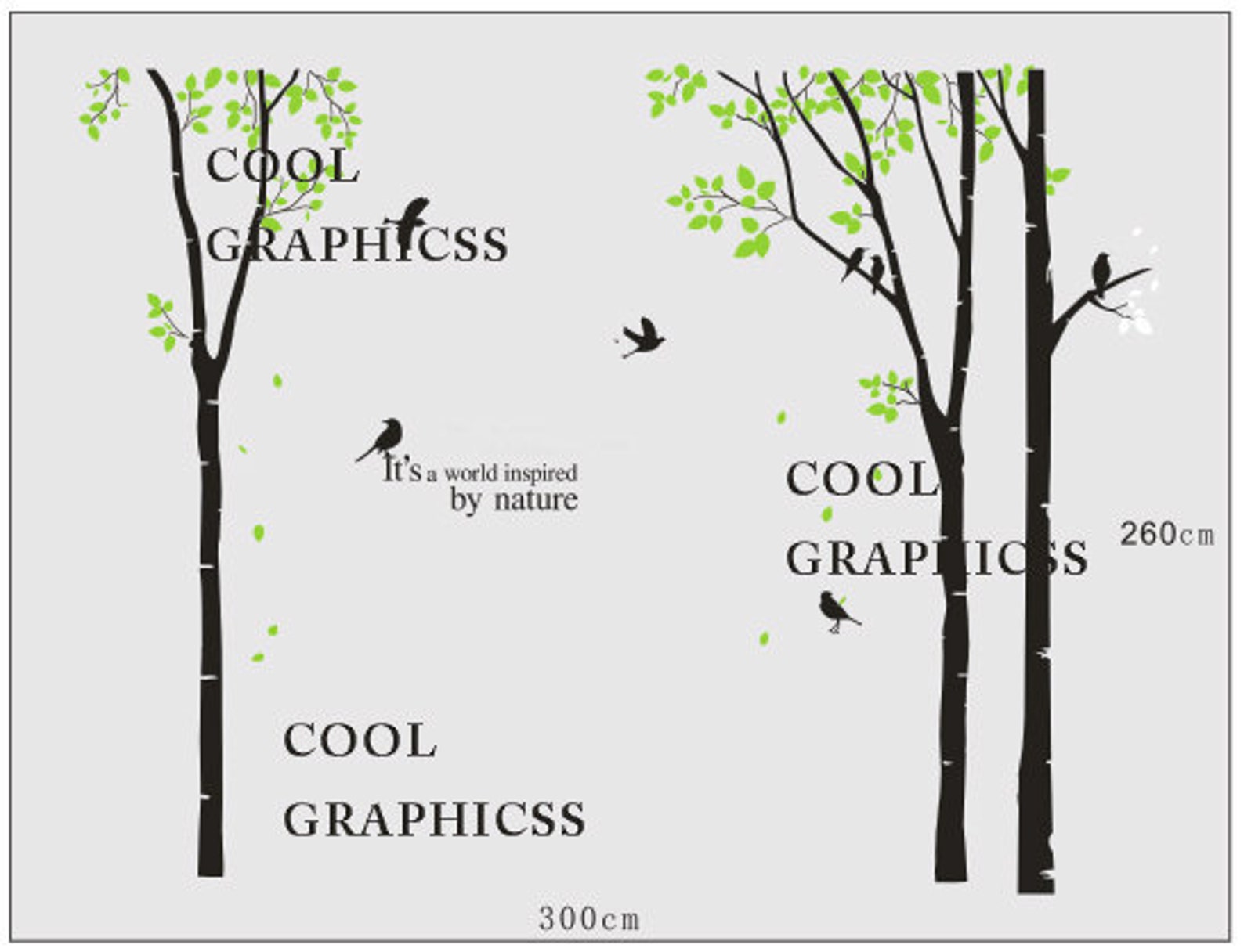3 Birch Trees Set 102 Inches Vinyl Wall Decal Sticker Art - Etsy