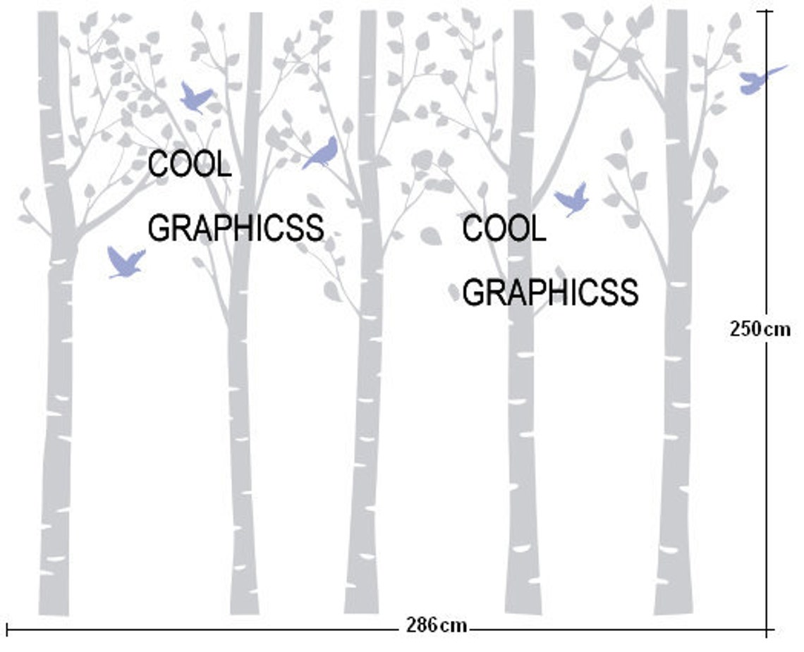 5 Large Birch Tree Forest Vinyl Wall Decals Trees Wall - Etsy
