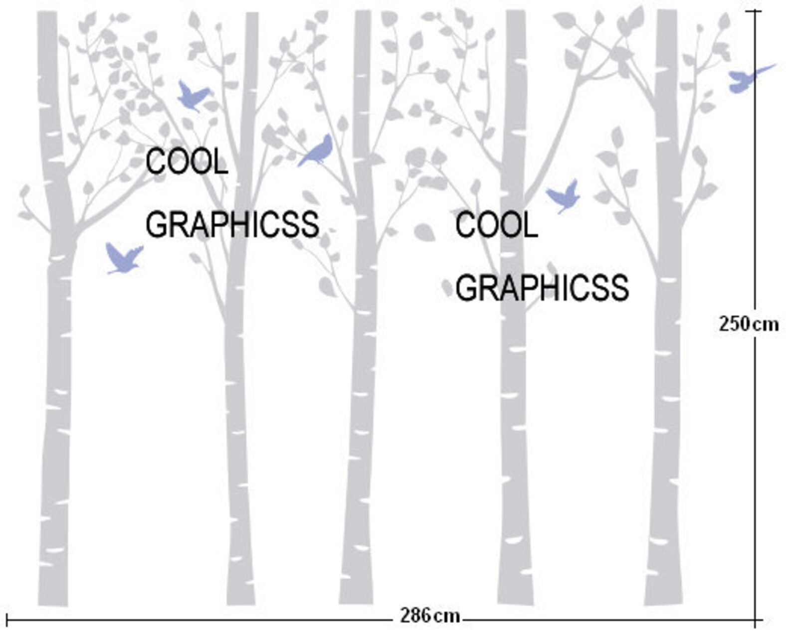 5 Large Birch Tree Forest Vinyl Wall Decals Trees Wall - Etsy