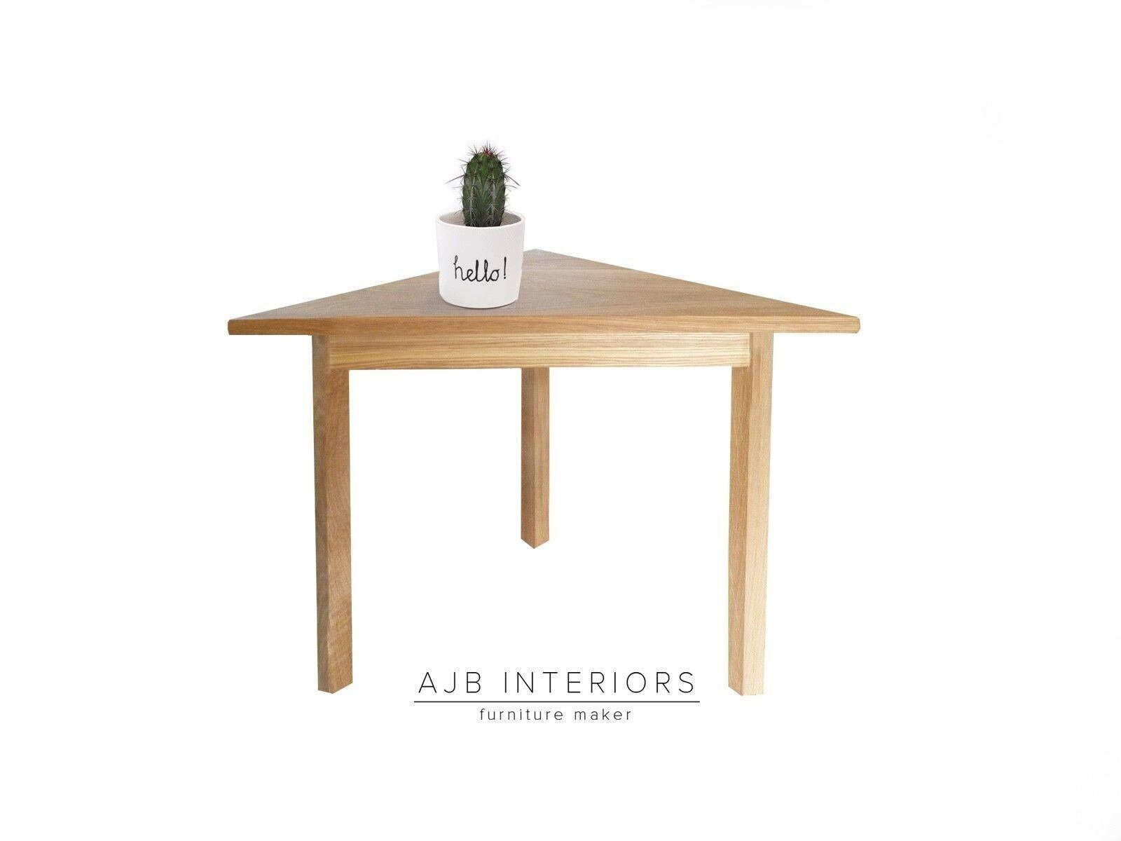 Solid Oak Corner Side, End, Bedside Triangle Wood Table. UK Handmade to ...