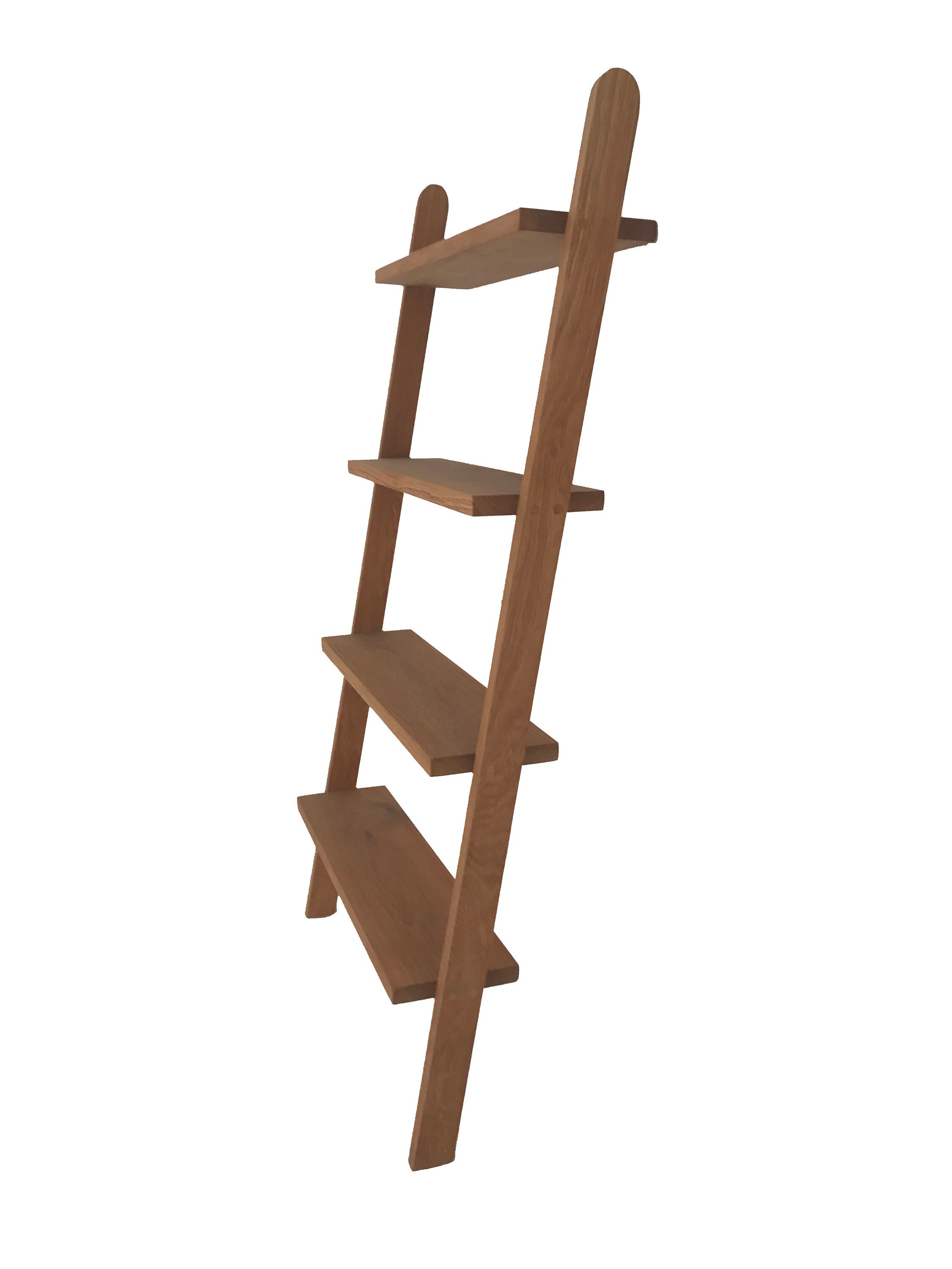Solid Oak Ladder Shelves. Shelf Unit, Shelving Bookcase. UK Handmade to ...